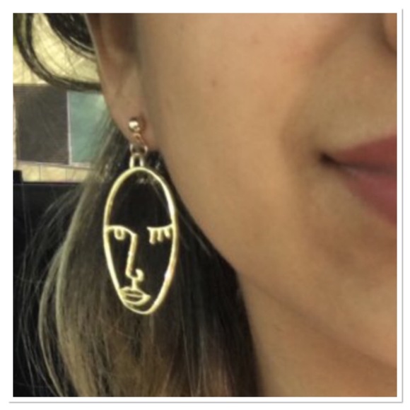 Jewelry | Gold Abstract Face Earrings | Poshmark